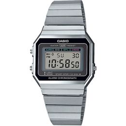 Chronograph CASIO VINTAGE, silber (silberfarben, schwarz), Armbanduhren, Damen, Chronograph, Quarzuhr, Armbanduhr,Damenuhr,Herrenuhr,Digitaluhr, Edelstahlarmband