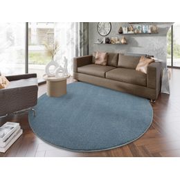 Teppich OCI DIE TEPPICHMARKE "NEW VILLA MELANGE, auch in rechteckig", blau, H:20mm &Oslash;:120cm, Polypropylen, Teppiche, Teppich, dichter Shaggy, melierte uni Farben, robuster Hochflor, Wohnzimmer