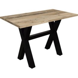 M&auml;usbacher Bartisch M&Auml;USBACHER, schwarz (schwarzstahl, drift wood, schwarzstahl), B:140cm H:105cm T:70cm, Tische, Bartisch, Gestell in X-Form (Breite 120, 140 oder 160 cm)
