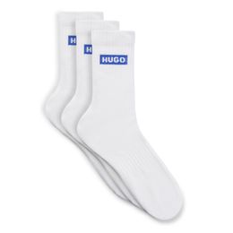 Socken HUGO UNDERWEAR "3P QS BLUE LOGO CC", Herren, Gr. 40-46, wei&szlig; (wei&szlig; 100), Baumwollmischung, Socken Socken, Unisex Sportsocken