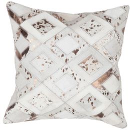 Dekokissen Kayoom "Spark Pillow", beige (elfenbeinfarben, chromfarben), B:45cm L:45cm, Baumwolle, Leder, Dekokissen_Sitzkissen_Kissenh&uuml;llen