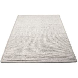 Wollteppich CarpetFine "Seebu Loop", wei&szlig;, B:40cm H:10mm L:60cm, Schurwolle, Teppiche, reine Schurwolle, Kurzflor, grobe Struktur