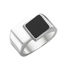 Silberring "Siegelring mit schwarzer Achat-Einlage, Silber 925" Gr. 66, schwarz, Giorgio Martello MILANO, Fingerringe, Herren, 66, Silber 925 (Sterlingsilber), Silberring