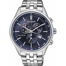 Chronograph Citizen, silber (silberfarben, dunkelblau), Armbanduhren, Herren, Chronograph, Armbanduhr, Herrenuhr, Solar, Stoppfunktion, Edelstahlarmband