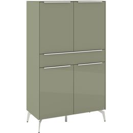 Highboard "Reno", olivgr&uuml;n matt lack, glas olivgr&uuml;n glanz, B:92cm H:155cm T:42cm, Glas, Holzwerkstoff, SET ONE BY Musterring, Sideboards, Highboard, Mit Winkelfu&szlig; in diversen Farben, 155 cm H&ouml;he & Farbauswahl