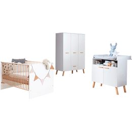 Babym&ouml;bel-Set TRENDTEAM "Mats", wei&szlig; melamin, eiche s&auml;gerau, ohne Matratze, B/H: 70cm x 140cm, FSC-zertifizierter Holzwerkstoff, Schlafzimmerm&ouml;bel-Sets