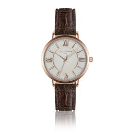 Quarzuhr AMELIA PARKER "AB4-S084R", braun croco, Armbanduhren, Damen, Quarzuhr