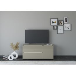 Lowboard "Reno", taupe matt lack, glas taupe glanz, B:137cm H:63cm T:42cm, Glas, Holzwerkstoff, SET ONE BY Musterring, Sideboards, Lowboard, Mit Gleitern und in verschiedenen Farben erh&auml;ltlich