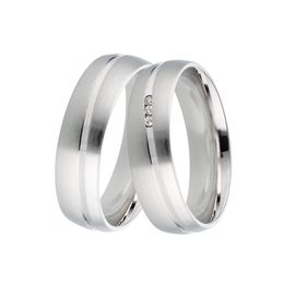 Trauring DOOSTI "Schmuck Geschenk Silber 925 Trauring Ehering Partnerring LIEBE" Gr. 60, silber (silberfarben), Fingerringe, Damen, 60, 0,03 SI = kleine Einschl&uuml;sse mit Brillanten, Diamanten Silber 925 (Sterlingsilber), 6mm, Diamanten, Silber 925 (Sterlingsilber), Trauring, Made in Germany, wahlweise mit oder ohne Brillanten