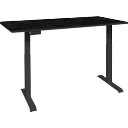 M&auml;usbacher Schreibtisch M&Auml;USBACHER "Big System Office", schwarz (schwarz matt, flamed wood schwarz, schwarz matt, flamed wood schwarz), B:160cm, Tische, Schreibtisch, Breite 160 cm, elektrisch h&ouml;henverstellbar