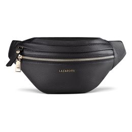 G&uuml;rteltasche LAZAROTTI "Bologna Leather Double-Zip G&uuml;rteltasche Crossbody Leder 25 cm", Damen, schwarz, Leder, Taschen G&uuml;rteltasche