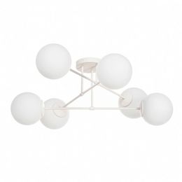 Deckenleuchte Moon, Creme, Wei&szlig;, Metall, Glas, 76x31x76 cm, Made in EU, Made in Europe, Handmade in Europe, Europ&auml;ischer Sicherheitsstandard, Schutzklasse I (Erdungsanschluss), Lampen & Leuchten, Innenbeleuchtung, Leuchten nach R&auml;umen, B&uuml;rolampen