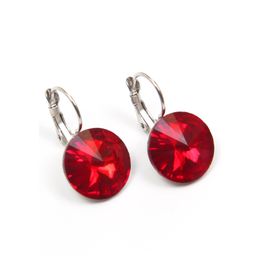 Paar Ohrh&auml;nger Firetti "leuchtend, bunt, rund", rot (metallfarben, rot, rot), Ohrringe, Damen, Metall, Made in Germany - mit Glasstein