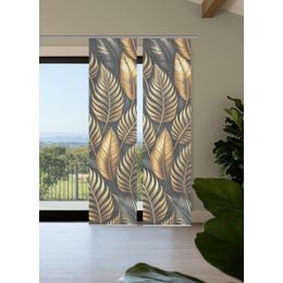 Schiebegardine HOME IN GREEN "ZEDRIC", goldfarben, B:60cm H:245cm, Polyester, Gardinen, Bambusoptik, SET, recycelt, Digitaldruck