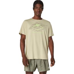 Laufshirt asics "FUJITRAIL LOGO SS TOP", Herren, Gr. S, gr&uuml;n (khaki), Obermaterial: 100% Polyester, Shirts Laufshirt