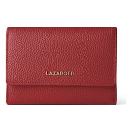 Geldb&ouml;rse LAZAROTTI "Bologna Leather XL Geldb&ouml;rse mit Zip-Around Fach Leder 14 cm", Damen, rot, Leder, Kleinlederwaren