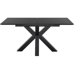 Esstisch "New Atlanta", schwarz (vulkanschwarz supermatt, vulkanschwarz supermatt, vulkanschwarz supermatt, vulkanschwarz supermatt), H:81cm, SET ONE BY Musterring, Tische, Esstisch, Platte rechteckig mit schweizer Kante, ausziehbar, Stern-Gestell