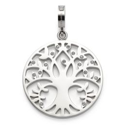 Charm-Einh&auml;nger Leonardo "Lebensbaum", silber (edelstahlfarben, wei&szlig;, wei&szlig;), Charms, Damen, Edelstahl, mit Kristallglas