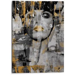 Wandbild Reinders "Aluminium Wandbild Kraftvolle Frau Frau - Freiheit - Modern - Kr&auml;ftig", gold (farbe bild(er): goldfarben), B:50cm H:70cm, Aluminium, Bilder