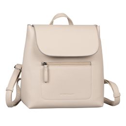 Rucksack Tom Tailor "Elis", Damen, Gr. B/H/T: 25cm x 26cm x 10,5cm, wei&szlig;, Polyurethane, clean, Rucks&auml;cke Rucksack, aus weich gek&ouml;rntem Lederimitat und feinem Logo