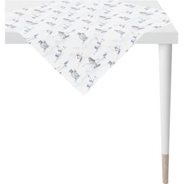 Tischdecke Apelt "5800", blau (blau, wei&szlig;), B:88cm L:88cm, Baumwolle, Polyester, Tischdecken, Tischdecke