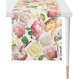 Tischl&auml;ufer Apelt "Sina SUMMER GARDEN, Sommerdeko, Sommer" Gr. 1, bunt (wei&szlig;, gelb, altrosa, gr&uuml;n, bunt), B:40cm L:170cm, Baumwolle, Polyester, Tischdecken, Digitaldruck