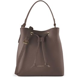 Beuteltasche LAZAROTTI "Bologna Leather Crossbody Beuteltasche Leder 25 cm", Damen, taupe, Leder, Taschen Beuteltasche