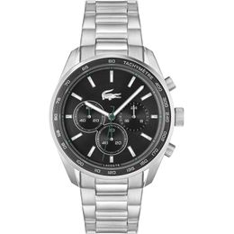 Chronograph Lacoste "VANCOUVER", silber (silberfarben, schwarz), Armbanduhren, Herren, Chronograph, Quarzuhr, Armbanduhr, Herrenuhr, Stoppfunktion, Edelstahlarmband