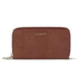 Geldb&ouml;rse LAZAROTTI "Bologna Leather XL Double Zip-Around Geldb&ouml;rse RFID Leder 20 cm", Damen, braun, Leder, Kleinlederwaren
