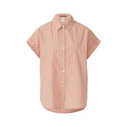 Kurzarmbluse QS, Damen, Gr. 40, apricot stripe, Web, Obermaterial: 100% Baumwolle, gestreift, gerade h&uuml;ftbedeckend, Rundhals, Blusen, in Streifen-Optik