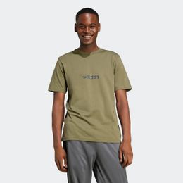 T-Shirt adidas Sportswear "CAMO LINEAR GRAPHIC", Herren, Gr. M, gr&uuml;n (olive strata), Obermaterial: 100% Baumwolle, Shirts T-Shirt, sportlicher Stil, kurz&auml;rmlig, Military-Style Design, aus Baumwolle