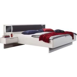Bettanlage wimex "Valencia", wei&szlig; (wei&szlig;, graphit), B:302cm H:92cm T:210cm, Schlafzimmerm&ouml;bel-Sets, Stauraumbett Bett Bettgestell Polsterbett, mit indirekter LED-Beleuchtung