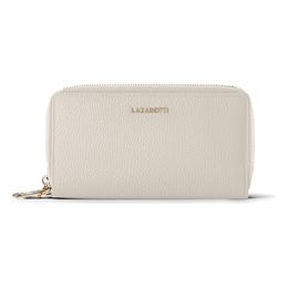 Geldb&ouml;rse LAZAROTTI "Bologna Leather XL Double Zip-Around Geldb&ouml;rse RFID Leder 20 cm", Damen, wei&szlig;, Leder, Kleinlederwaren