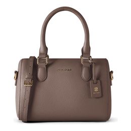 Henkeltasche LAZAROTTI "Bologna Leather Bowling-Bag Handtasche Crossbody Leder 26 cm", Damen, taupe, Leder, Taschen