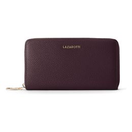 Geldb&ouml;rse LAZAROTTI "Bologna Leather XL Zip-Around Geldb&ouml;rse Leder 19 cm", Damen, bordeaux, Leder, Kleinlederwaren