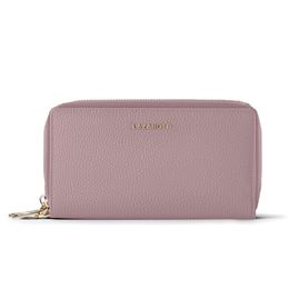 Geldb&ouml;rse LAZAROTTI "Bologna Leather XL Double Zip-Around Geldb&ouml;rse RFID Leder 20 cm", Damen, rosa, Leder, Kleinlederwaren