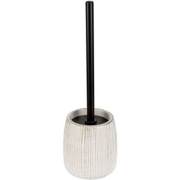 WC-Garnitur Wenko "Pascoli", schwarz, H:38cm L:12cm, Edelstahl, Keramik, Kunststoff, Reinigungsb&uuml;rsten, Toilettenb&uuml;rste mit Abdeckung, Beh&auml;lter aus Keramik mit Goldakzenten