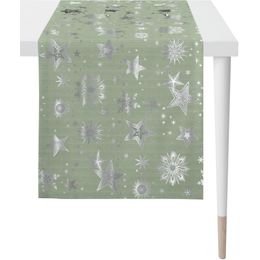 Tischl&auml;ufer Apelt "9602 CHRISTMAS ELEGANCE, Weihnachtsdeko, Weihnachten", bunt (gr&uuml;n, silberfarben), B:48cm L:140cm, Polyester, Viskose, Tischdecken, Lurex-Jacquardgewebe