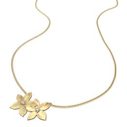 Kette mit Anh&auml;nger Fossil "Schmuck Geschenk Edelstahl Halskette Blume Sutton", gelbgoldfarben, kristallwei&szlig;, Halsketten, Damen, Edelstahl, L: 45,5 B: 1mm, mit Glasstein, B:1mm