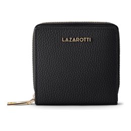 Geldb&ouml;rse LAZAROTTI "Bologna Leather Medium Zip-Around Geldb&ouml;rse Leder 10 cm", Damen, schwarz, Leder, Kleinlederwaren