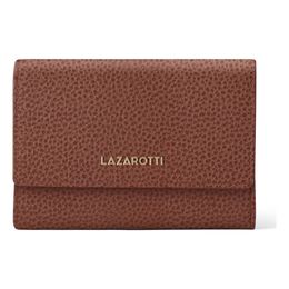 Geldb&ouml;rse LAZAROTTI "Bologna Leather XL Geldb&ouml;rse mit Zip-Around Fach Leder 14 cm", Damen, dunkelbraun, Leder, Kleinlederwaren