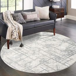 Teppich Carpet City "ANTIK245", grau, H:10mm &Oslash;:200cm, Polyester, Teppiche, Teppich, Kurzflor, 3D-Optik, Klassisch-Modern f&uuml;r Wohnzimmer, Schlafzimmer