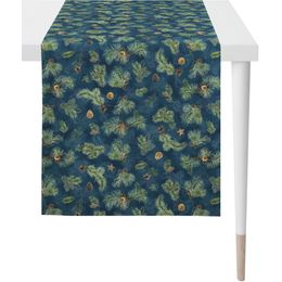 Tischl&auml;ufer Apelt "9530 WINTERWELT, Weihnachtsdeko, Weihnachten", bunt (blau, gr&uuml;n, bunt), B:48cm L:140cm, Baumwolle, Tischdecken, Digitaldruck