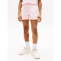Sweatshorts Tommy Hilfiger "TOMMY SCRIPT SWEATSHORT", M&auml;dchen, Gr. 14 (164), N-Gr, rosa (light pink), Sweatware, Obermaterial: 80% Baumwolle, 20% Polyester, unifarben, regular fit kurz, Hosen Sweatshorts, f&uuml;r Kinder bis 16 Jahre, gl&auml;nzender Logo-Schriftzug