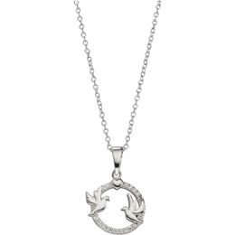 Kette mit Anh&auml;nger Firetti "Schmuck Geschenk Silber 925 Halsschmuck Halskette Kreis, Tauben, Herz", silber (silberfarben, kristallwei&szlig;), Halsketten, Damen, Silber 925 (Sterlingsilber), L: 45 B: 1,1mm, mit Zirkonia (synth.), B:1,1mm