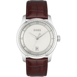 Quarzuhr BOSS "PRINCIPLE", braun, Armbanduhren, Herren, Quarzuhr, Herrenuhr, Armbanduhr, Datum, Lederarmband