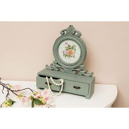 Bilderrahmen "Senja, gr&uuml;n", gr&uuml;n, B:30cm H:10cm T:37cm, MDF, MyFlair M&Ouml;BEL & ACCESSOIRES, Bilderrahmen, Bilderrahmen, mit 2 Schubladen, ideal auch als Schmuckkasten, Shabby Optik