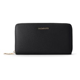 Geldb&ouml;rse LAZAROTTI "Bologna Leather XL Zip-Around Geldb&ouml;rse Leder 19 cm", Damen, schwarz, Leder, Kleinlederwaren