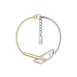Armband Diesel "Schmuck Geschenk Edelstahl Armschmuck Armkette D Logo", gold (edelstahlfarben, gelbgoldfarben), Armb&auml;nder, Damen, 21cm, Edelstahl, Armband