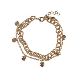 Edelstahlkette Urban Classics "Urban Classics Unisex Charmy Anklet" Gr. S, gold, Halsketten, Damen, S/M, Metall, Zink, Edelstahlkette